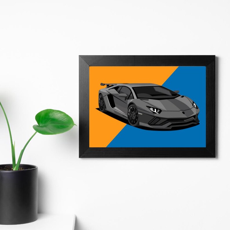 Lamborghini Cartoon Art Poster | Digital Download | Printable Car ...