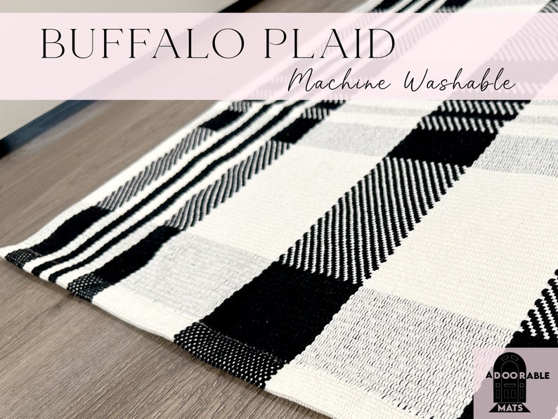 24x36 Inch Black and White Buffalo Check Rug | Doormat Layering Rug ...