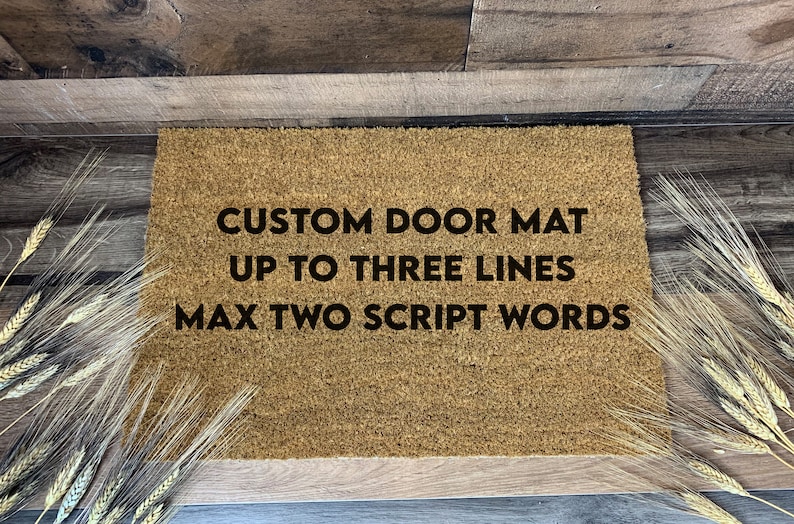 Custom Door Mat Three Lines of Text Max Two Script Words - Etsy