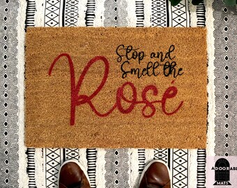 Stop and Smell the Rose Doormat - Etsy