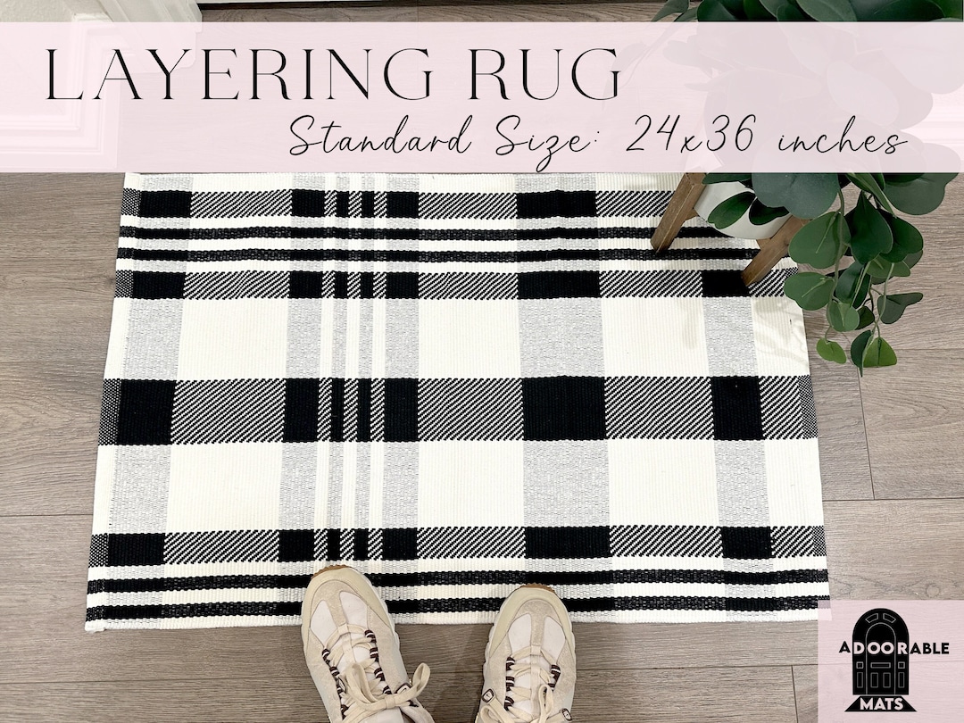 24x36 Inch Black and White Buffalo Check Rug | Doormat Layering Rug ...