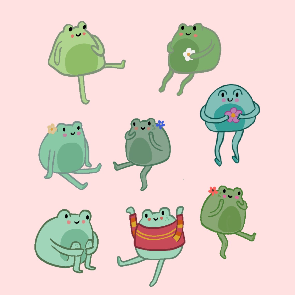 Printable frog stickers. Printable stickers. Digital stickers. | Etsy