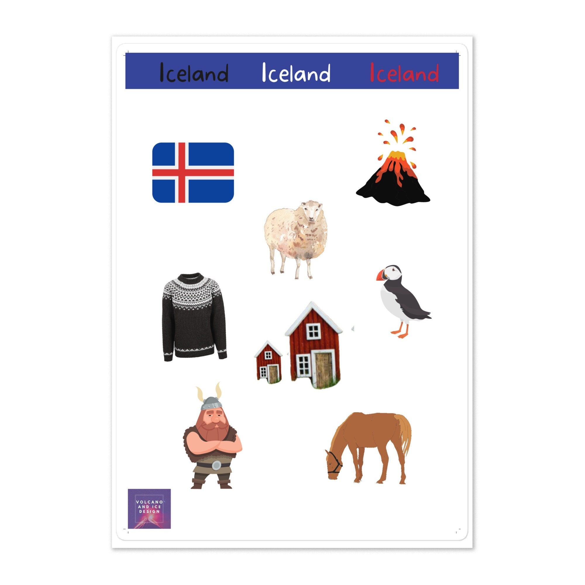 Iceland Themed Sticker Sheet / Laptop Book Travel Journal Manifesting ...