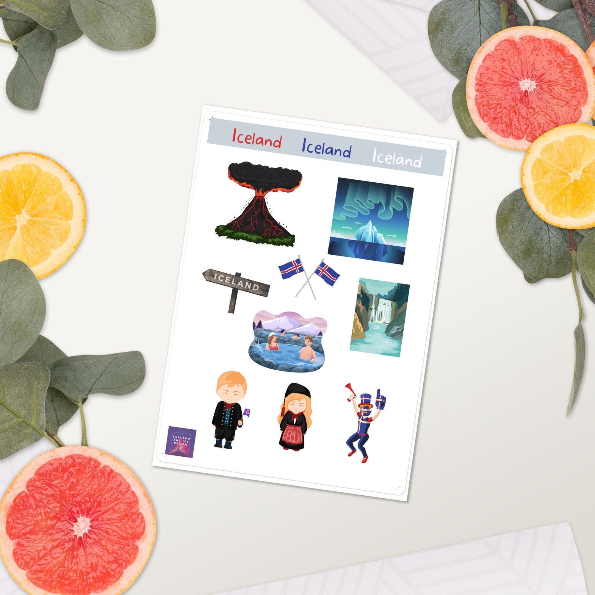 Iceland Theme Sticker Sheet / Laptop Book Travel / - Etsy