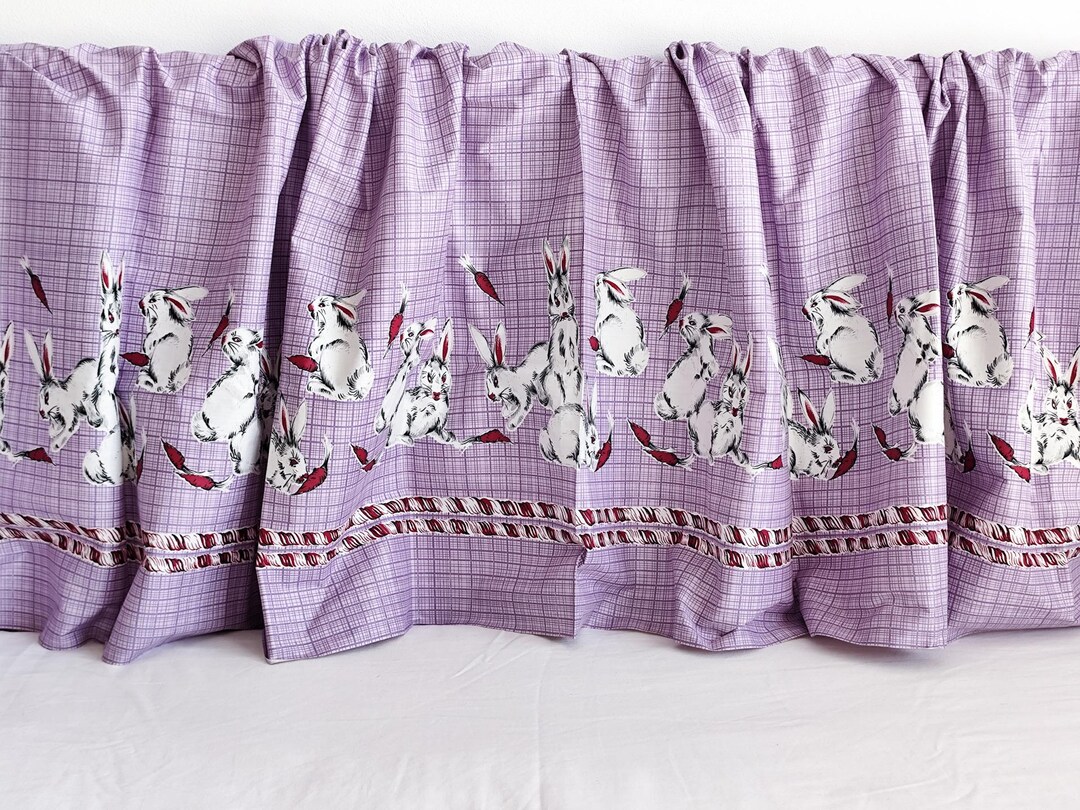 Vintage C. 1950’s Bunny Rabbits, Cotton Curtain Fabric, Juvenile ...