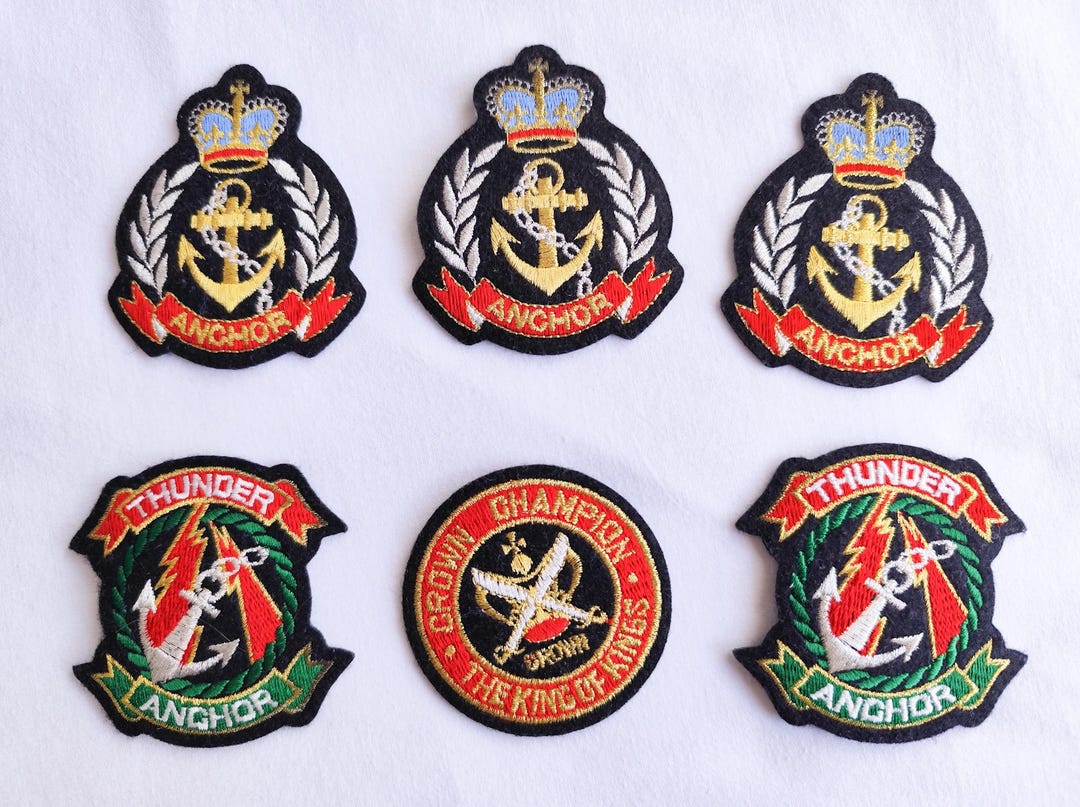 Vintage Patches, Embroidered Military Fabric Patches: Crown & Anchor ...