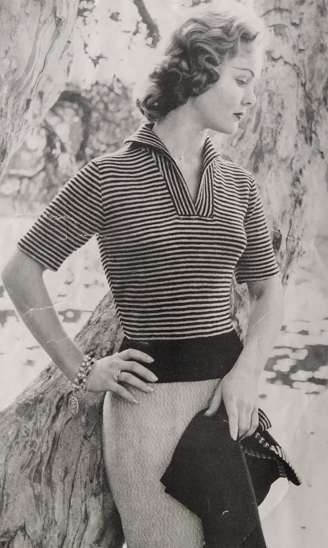 1950s Vintage Hughes Knitting Book No. 225. Twin Sets, Womens Striped ...