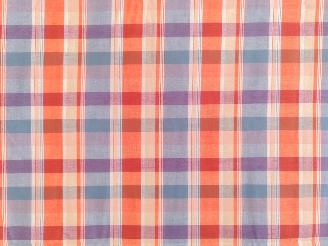 Ultra Light Weight Plaid. Salmon Red, Sky Blue, Mauve, Sand & White ...