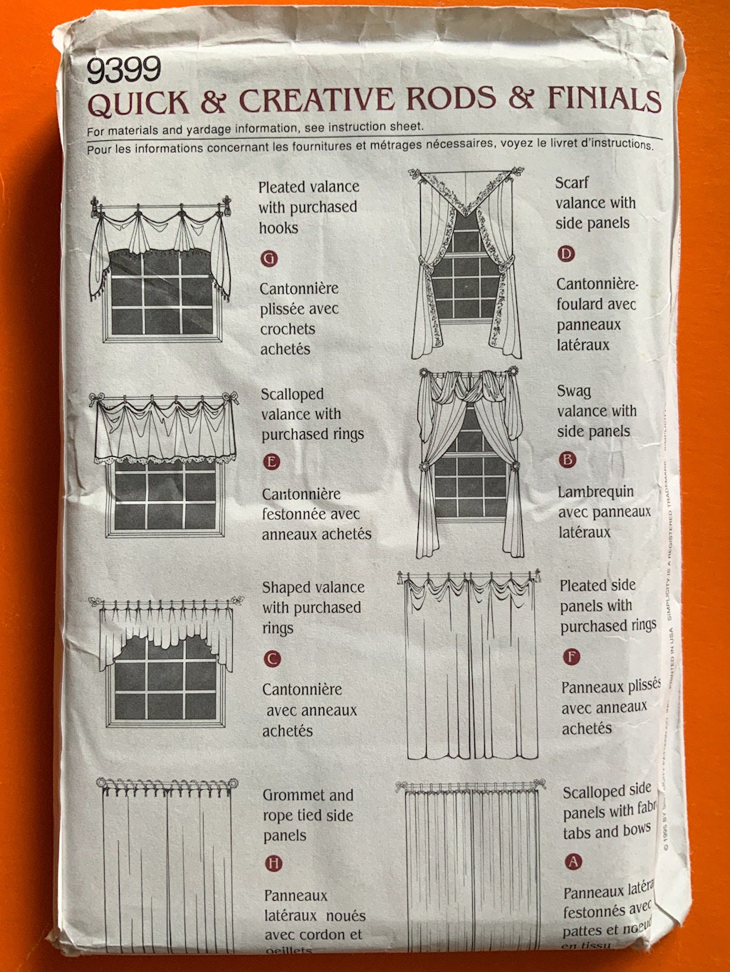 Curtain Sewing Pattern Uncut Vintage 90s. Simplicity 9399 Quick ...