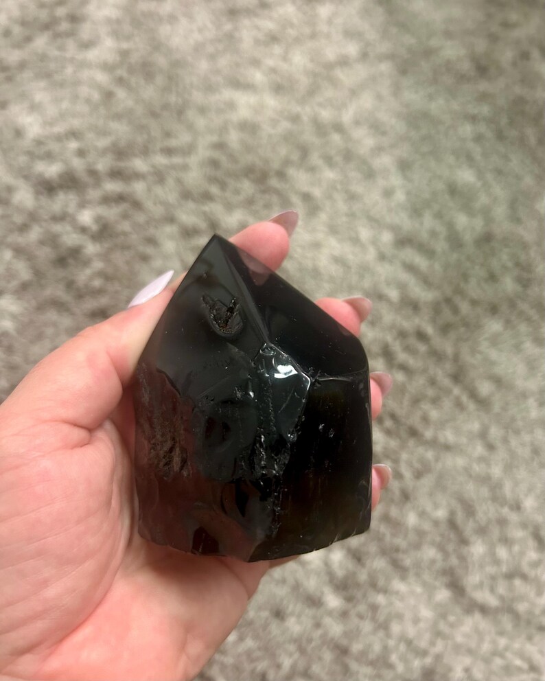 Obsidian Cut Base | Natural Rough Obsidian Point | Black Obsidian ...