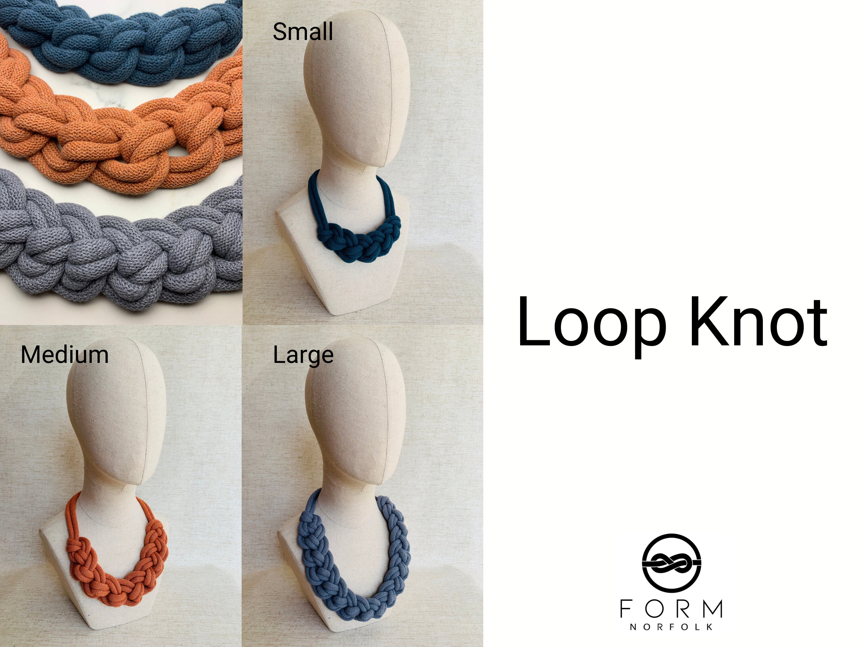 Loop Knot Necklace Rope Necklace. Recycled Cotton Cord. - Etsy UK