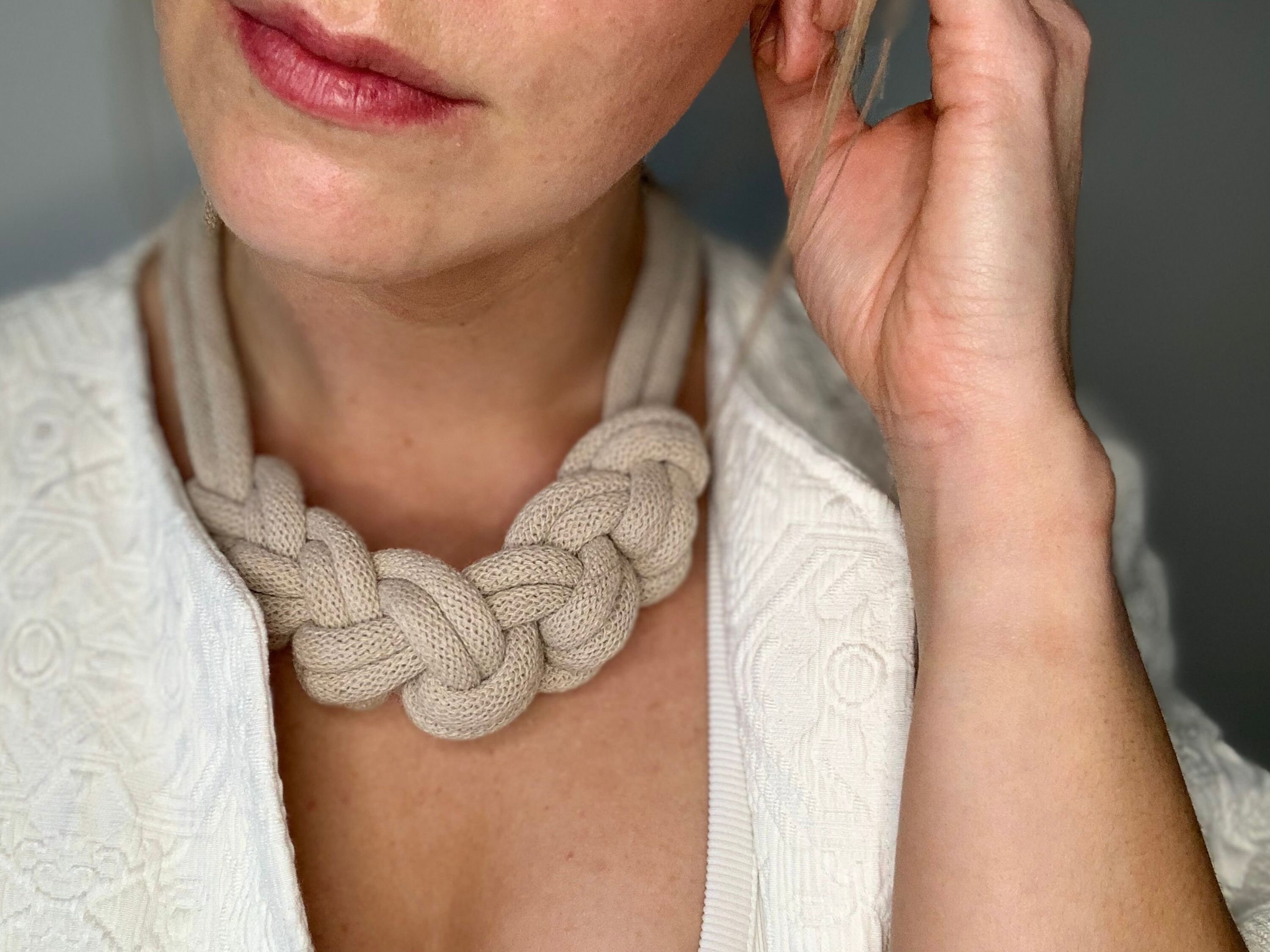 Loop Knot Necklace Rope Necklace. Recycled Cotton Cord. - Etsy UK