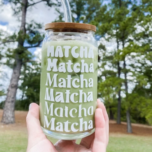 Matcha Glass Cup 16oz Matcha Cup Cute Glass Can Glass Beer - Etsy