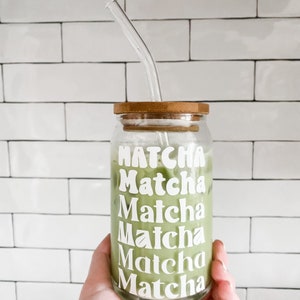Matcha Glass Cup, 16oz Matcha Cup, Cute Glass Can, Glass Beer Can ...