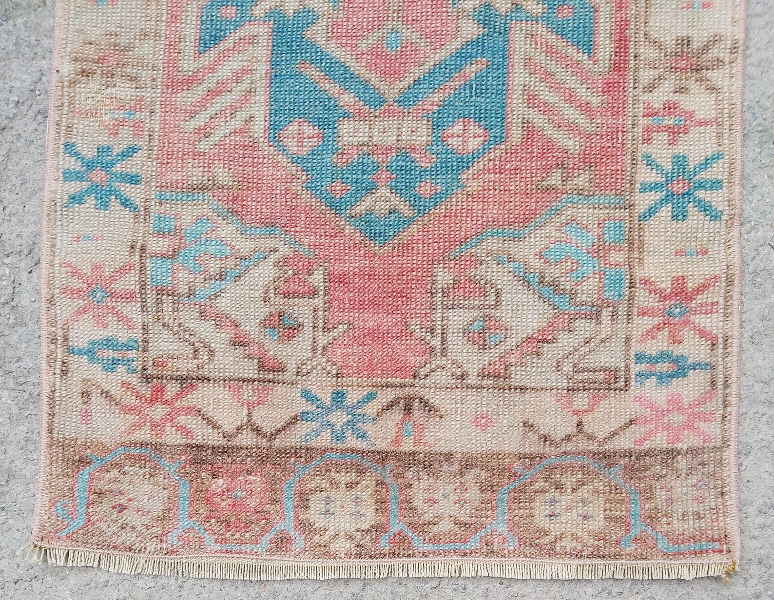 2x3 Vintage Rug Blue Oushak Rug Pink Turkish Rug Brown | Etsy