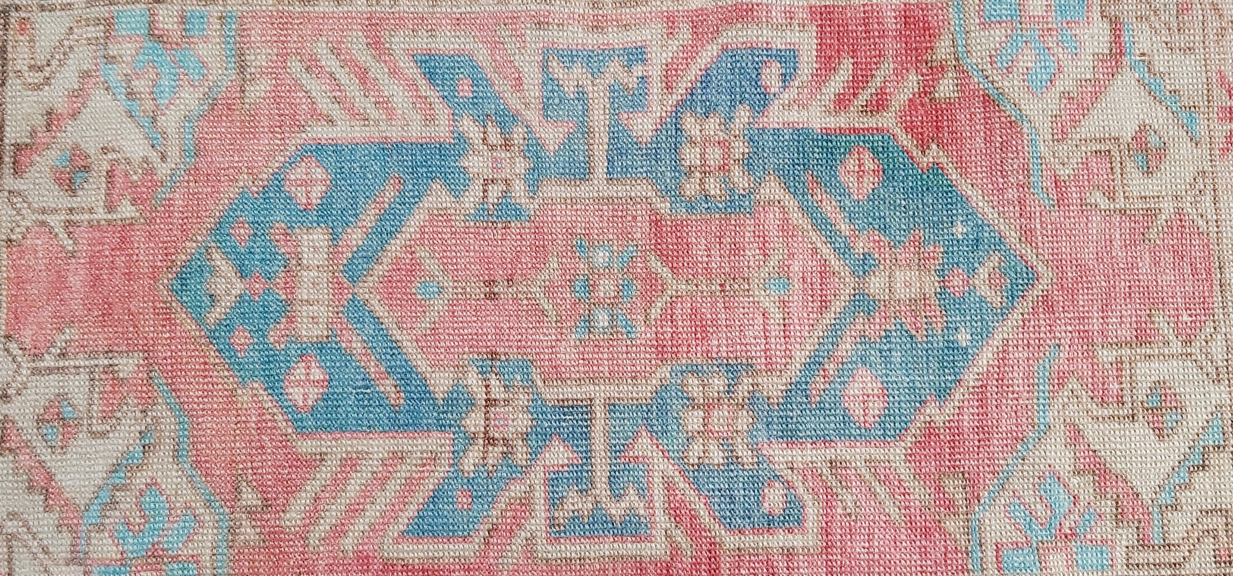 2x3 Vintage Rug Blue Oushak Rug Pink Turkish Rug Brown - Etsy
