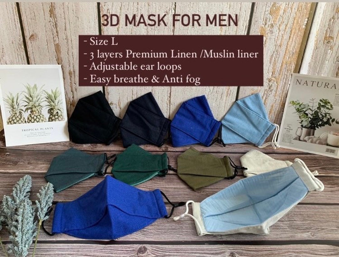 3D Linen Face Mask for Men | Organic Muslin, Adjustable - Etsy Canada