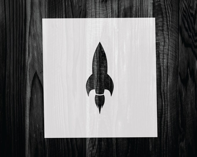 Rocket Ship Stencil Reusable Craft Stencil of a Rocket Ship Blastin Off ...