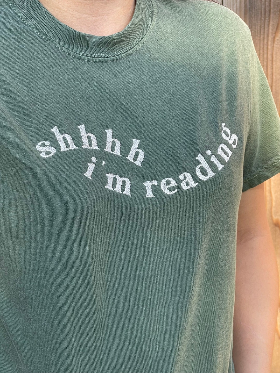 Shhh I’m Reading Embroidered Tee - Etsy