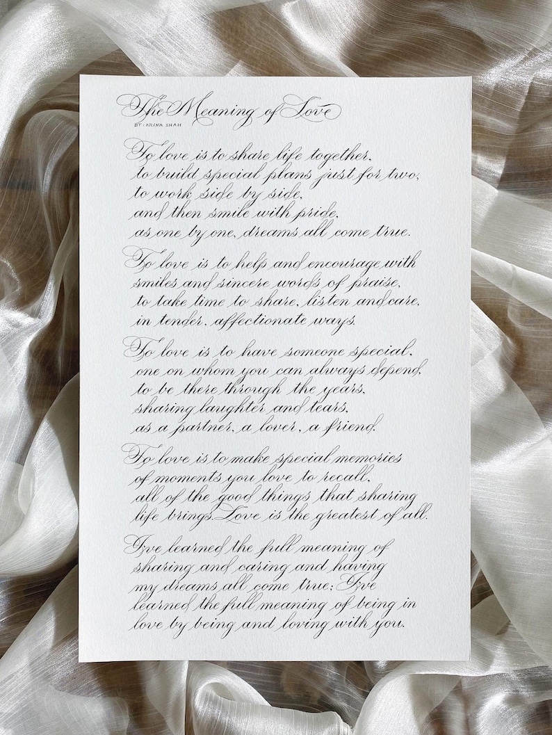 Custom Calligraphy Vows, Quotes, Songs, Poems, Letter | Hand Written ...