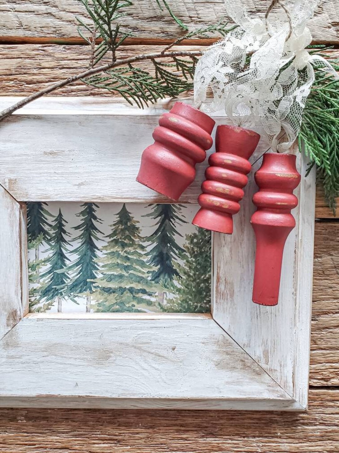 Set of 3 Repurposed Spindle Ornaments Spindle Ornament - Etsy