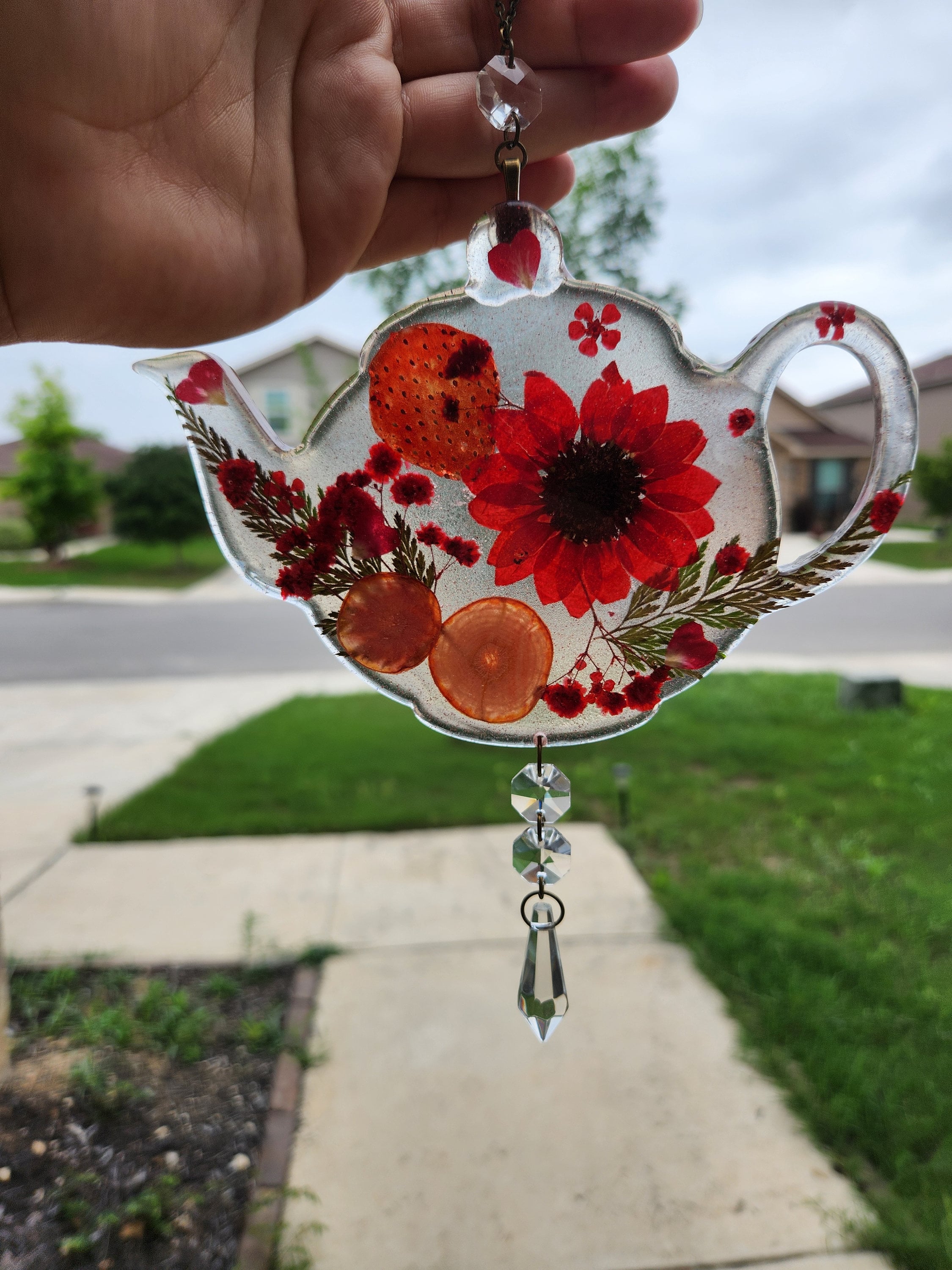 Teapot Decor - Wall Hanging - Suncatcher - Fruit Teapot - Flower Teapot ...