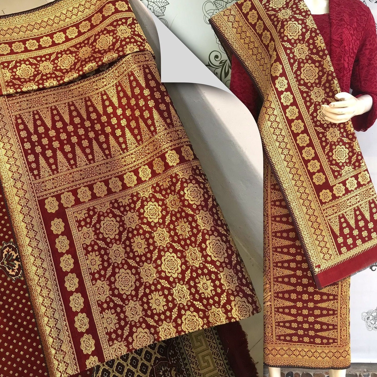 Indonesian Art Fabric, Songket Palembang Genuine Silk Fabric ...