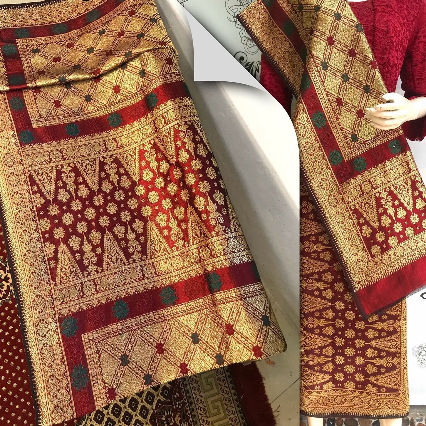 Indonesian Art Fabric, Songket Palembang Silk Fabric, Indonesian ...