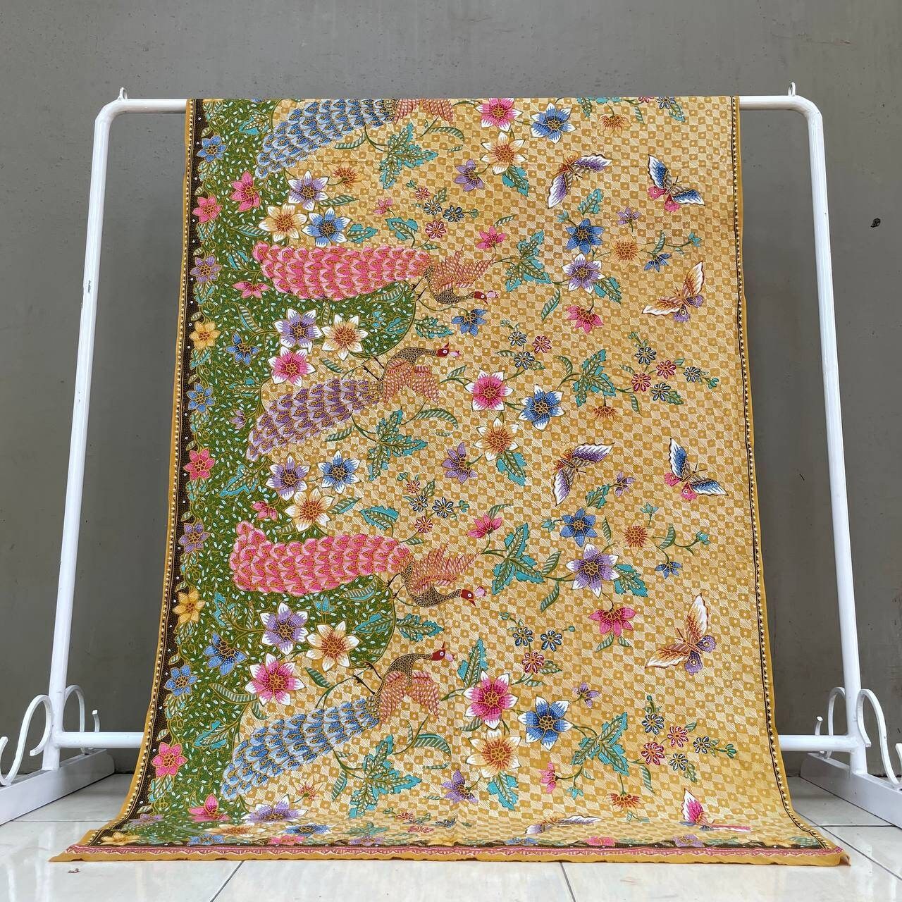 Indonesian Batik Fabric, Batik Tulis Cirebon With Flowers, Hand Drawn ...