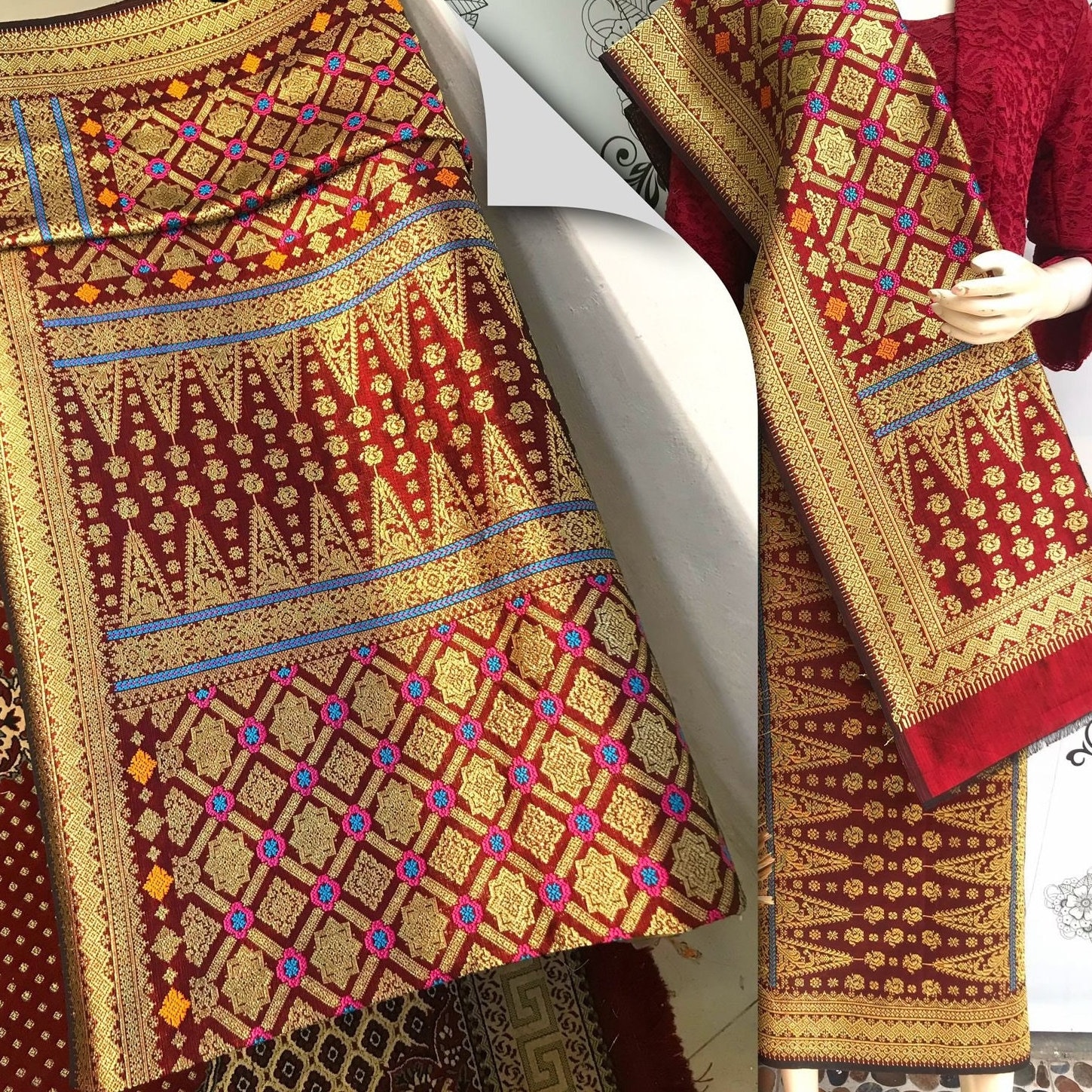 Indonesian Art Fabric, Songket Palembang Silk Fabric, Indonesian ...