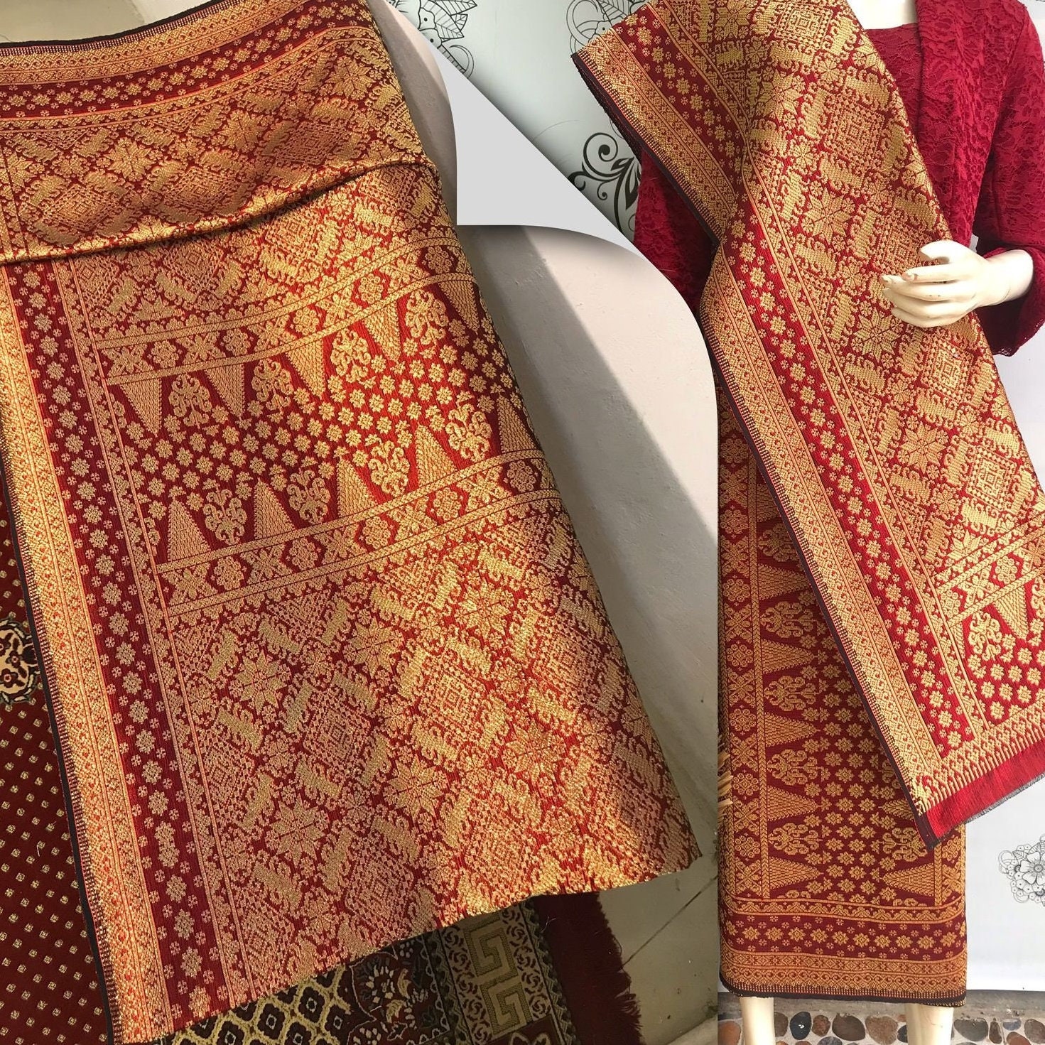 Indonesian Art Fabric, Songket Palembang Genuine Silk Fabric ...