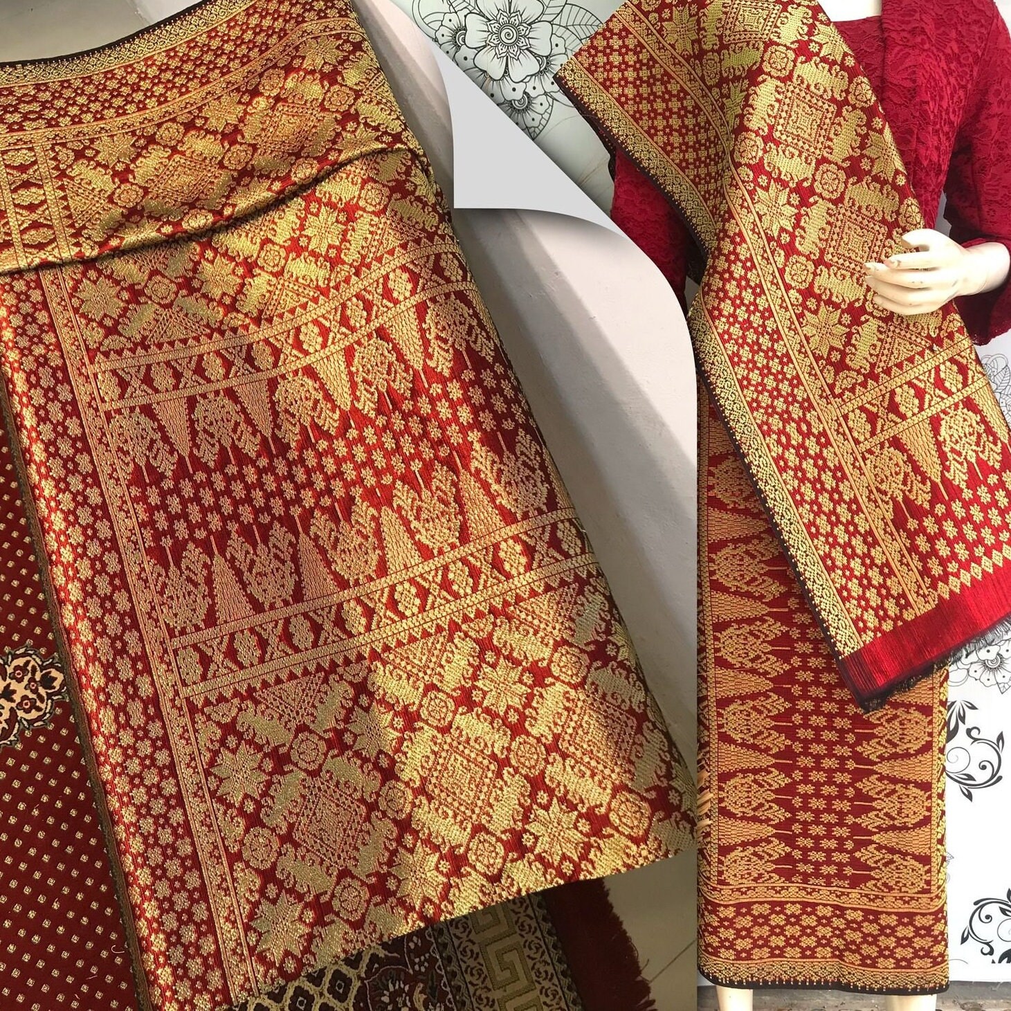 Indonesian Art Fabric, Songket Palembang Genuine Silk Fabric ...