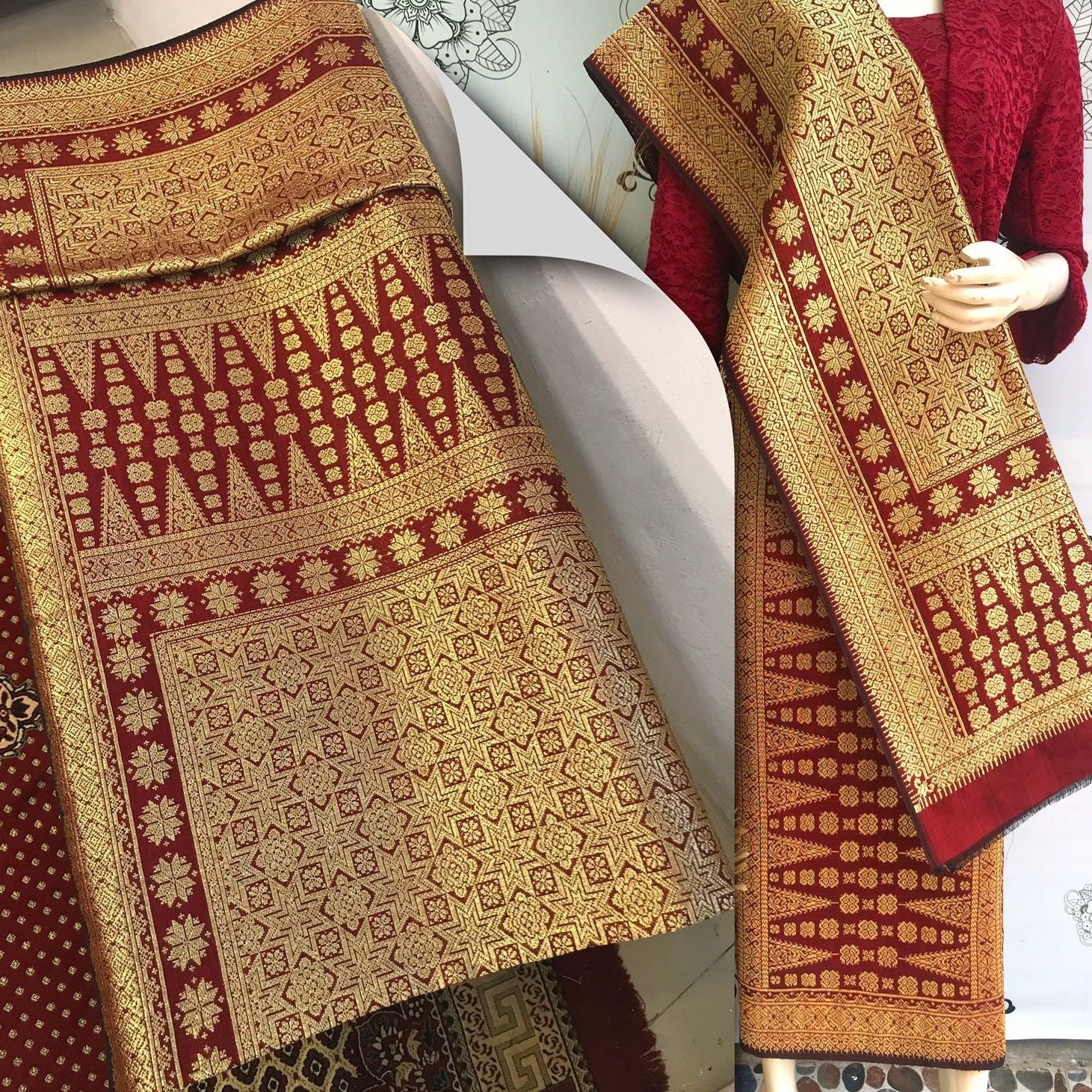 Indonesian Art Fabric, Songket Palembang Silk Textile, Indonesian Silk ...