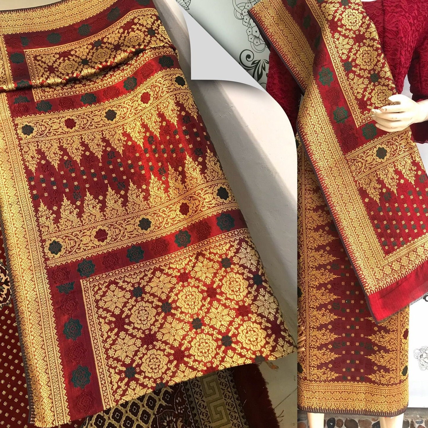 Indonesian Art Fabric, Songket Palembang Silk Fabric, Indonesian ...