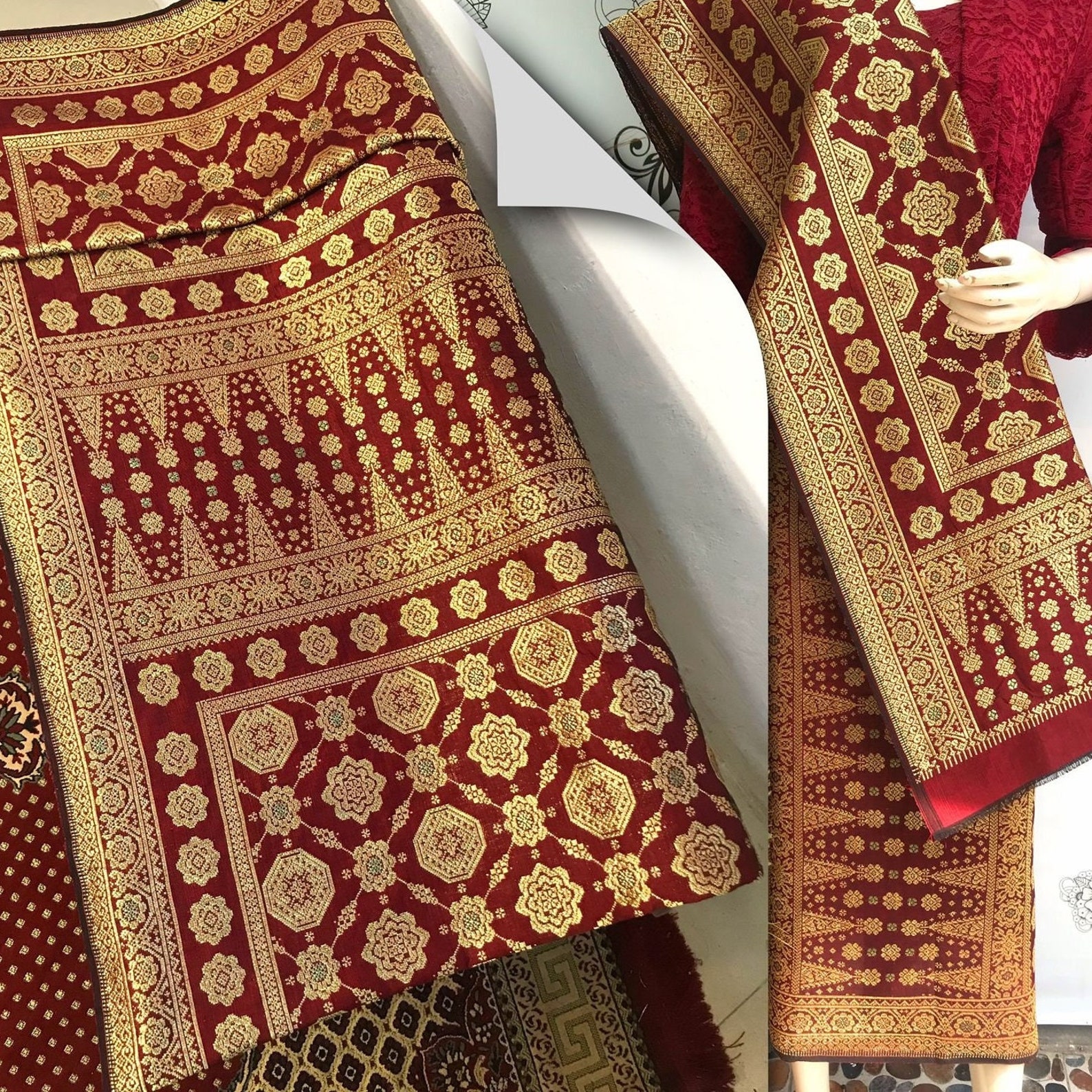 Indonesian Art Fabric, Songket Palembang Silk Fabric, Indonesian ...