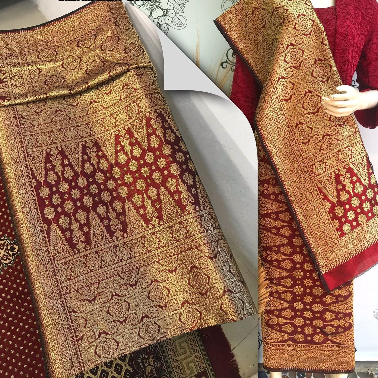 Indonesian Art Fabric, Songket Palembang Genuine Silk Fabric ...