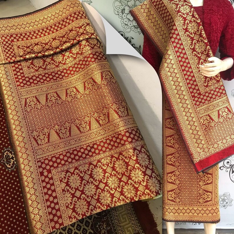Indonesian Art Fabric, Palembang Songket Silk Fabric, Indonesian Silk Woven Fabric, Songket ...