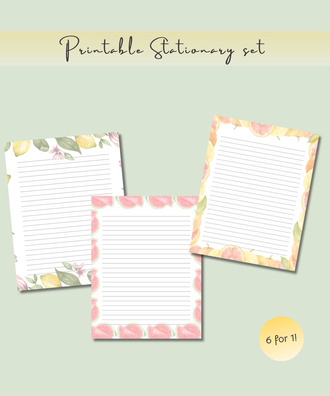 Fruit Themed Note Template - Editable in Canva - Etsy