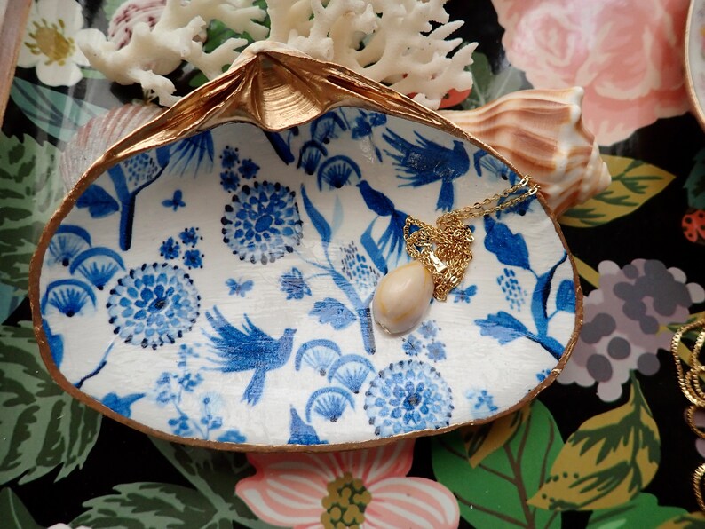 Clam Shell Ring Dish Decoupage Shell Clam Shell Dish Ring - Etsy