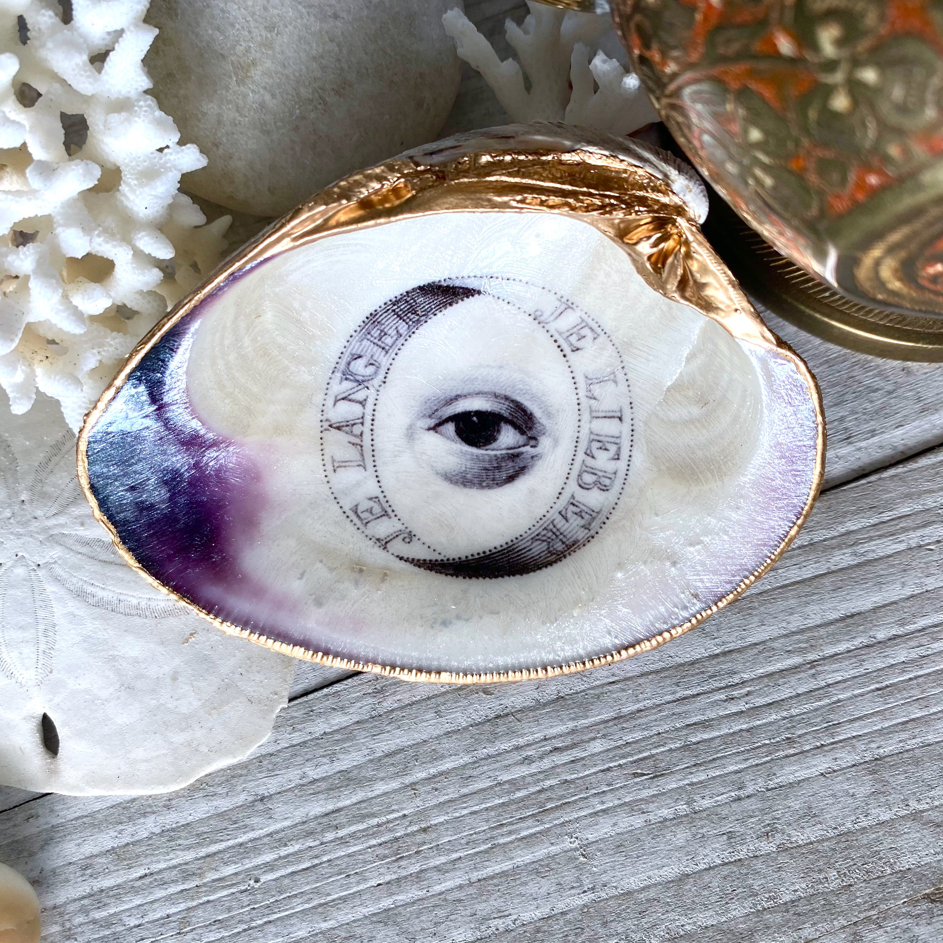 All Seeing Eye Clam Shell Dish Decoupage Shell Trinket - Etsy