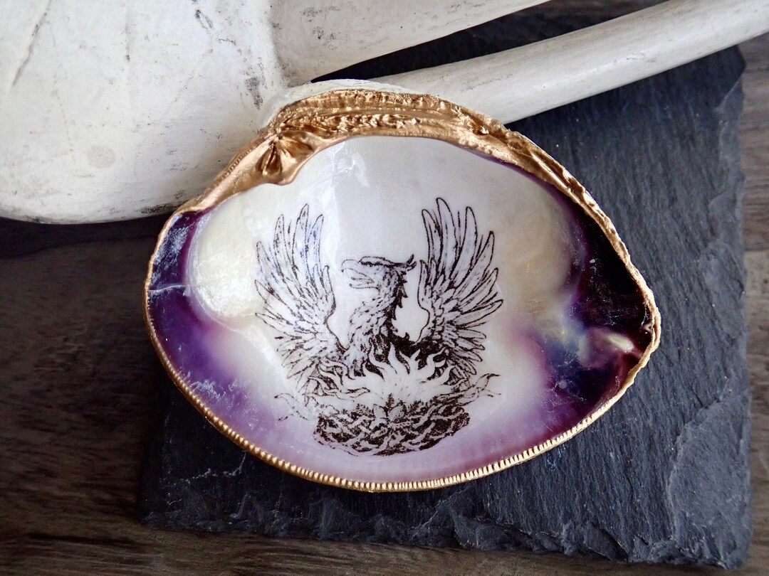 Shell Ring Dish, Clam Shell Dish, Decoupage Shell, Trinket Dish,jewelry ...