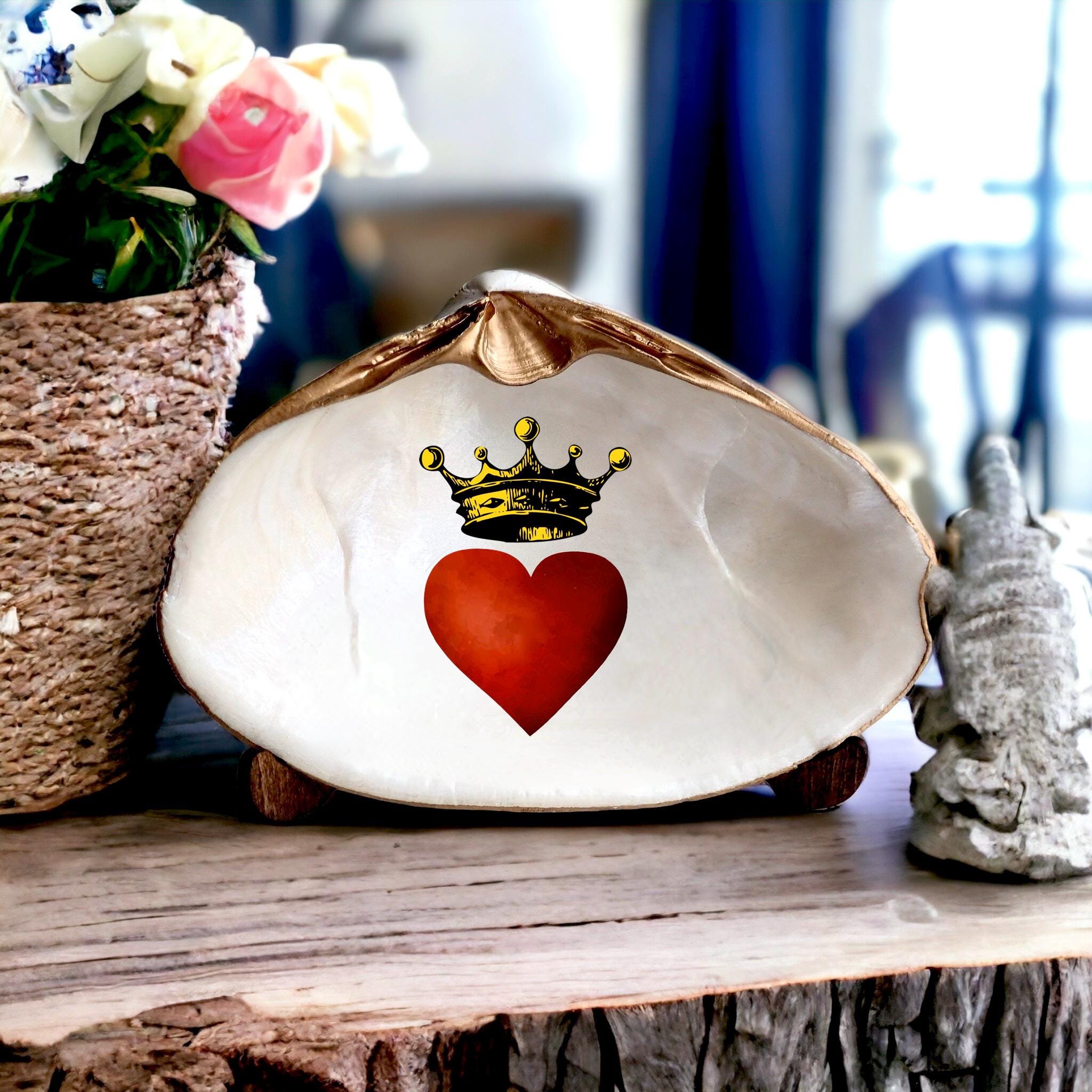 Clam Shell Dish, Heart Gift, Vday Gift Heart, Decoupage Clam, Heart and ...