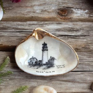 Harbor Light Cape Cod, Personalized Lighthouse Clam Shell, Ring Trinket ...