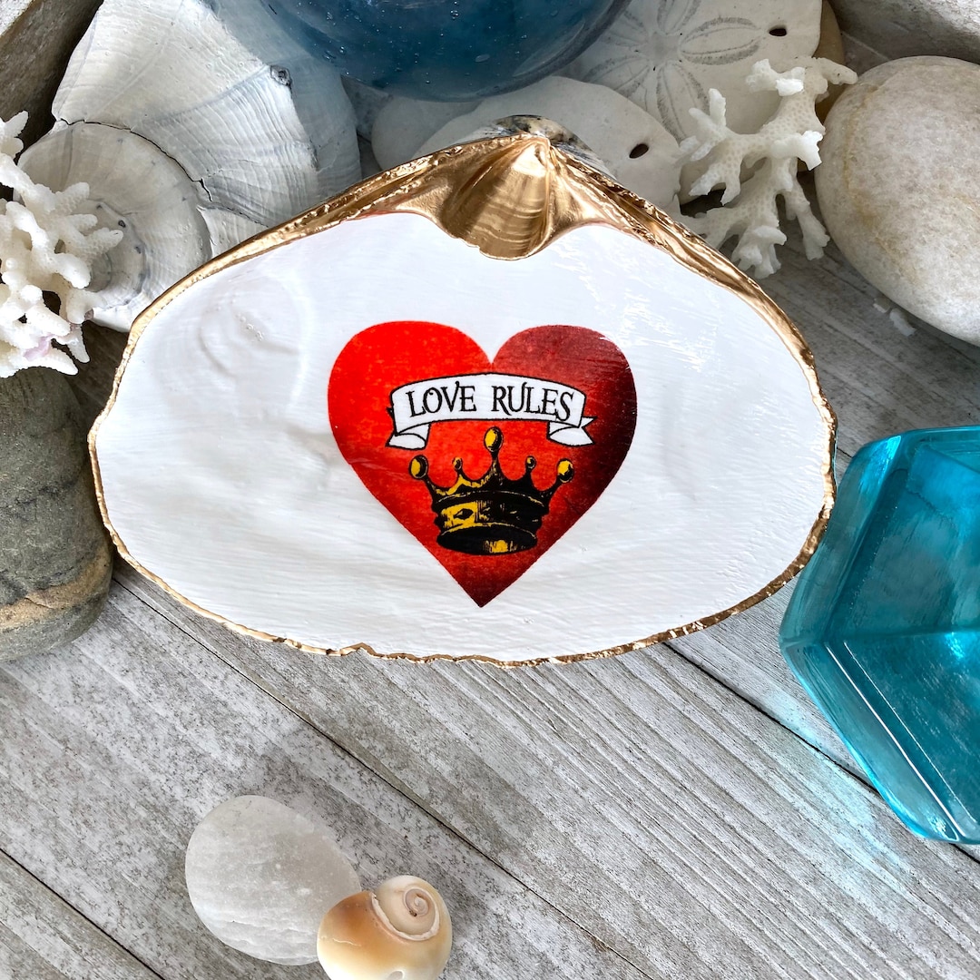 Decoupage Heart Clam Shell Trinket Dish, Valentine's Day Gift - Etsy