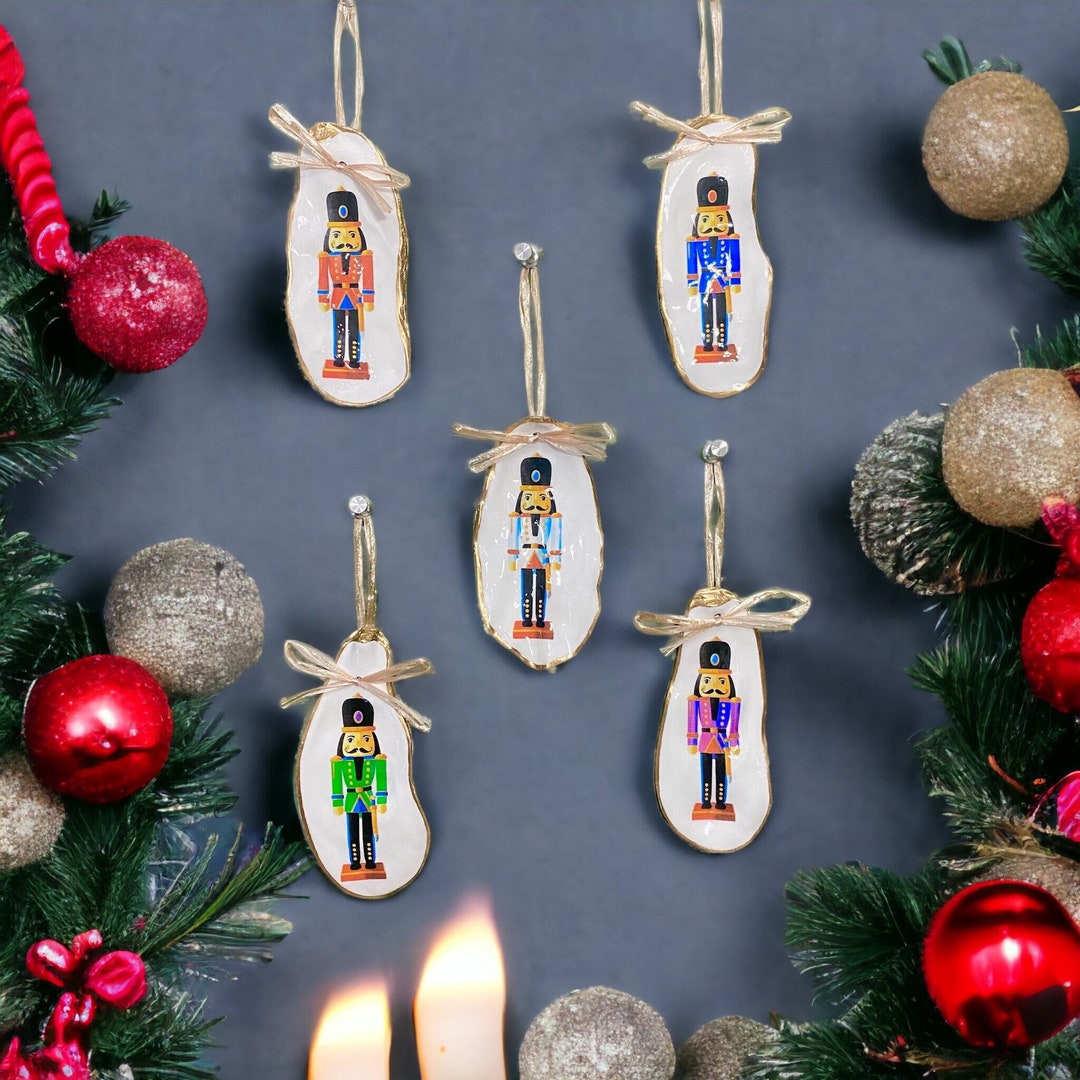 Oyster Shell Nutcracker Christmas Ornaments, Oyster Holiday Ornaments ...