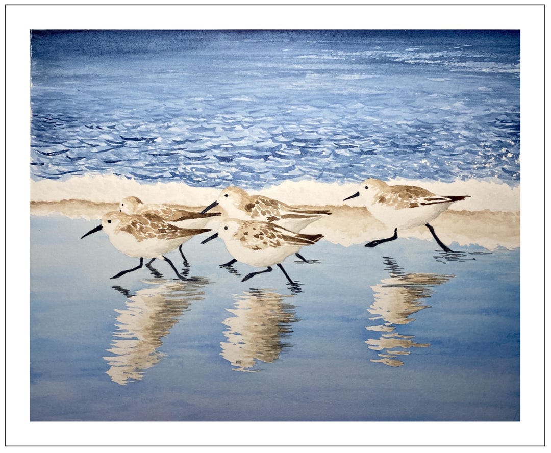 Sandpipers on the Shoreline, Fire Island Seascape, Limited Edition ...