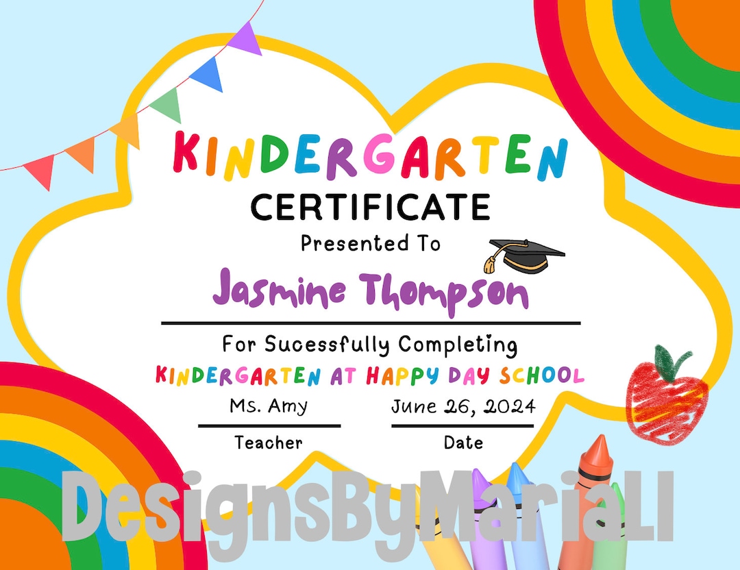 EDITABLE Colorful Graduation Certificate - Etsy