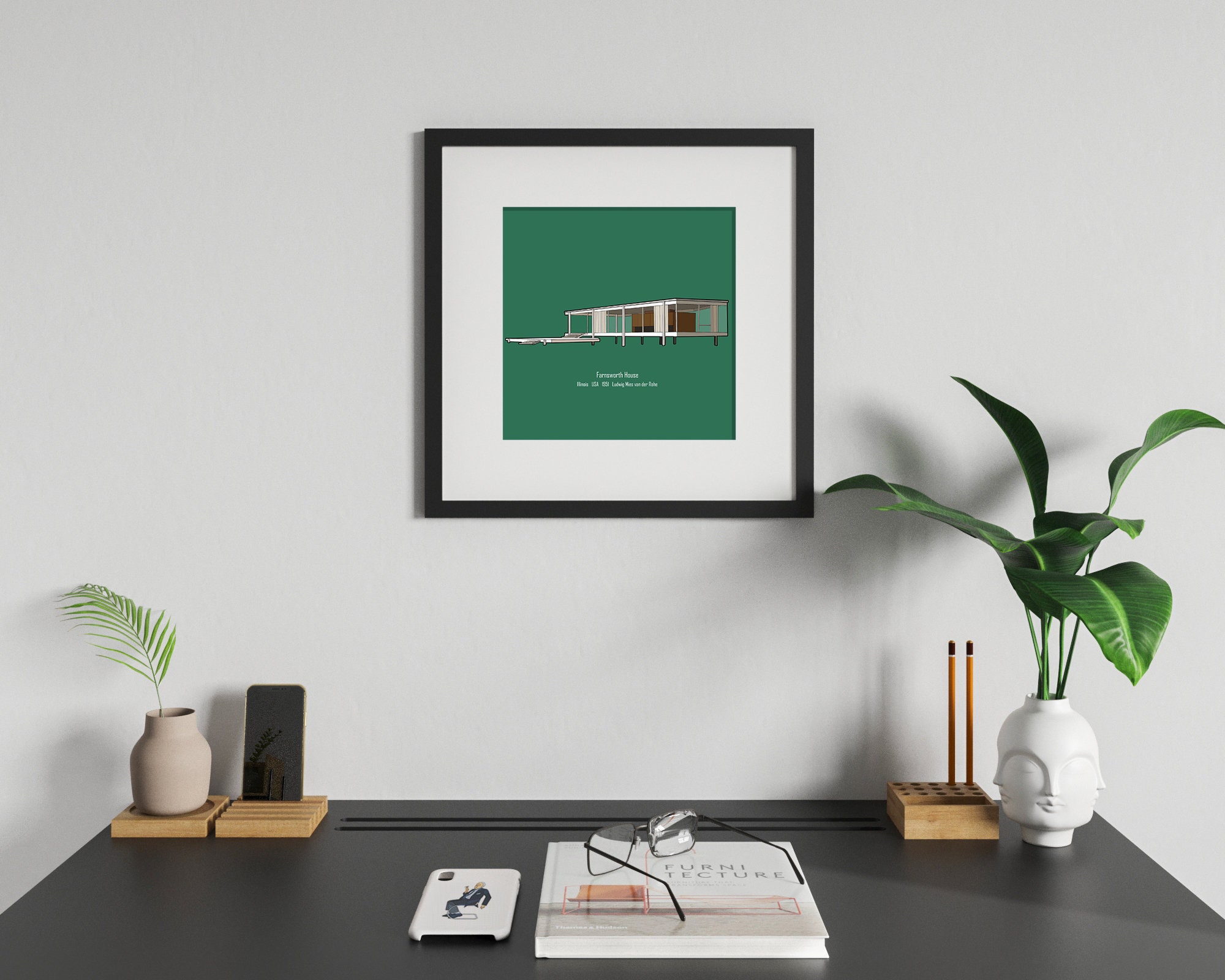 Farnsworth House Illustration Architecture Print - Etsy