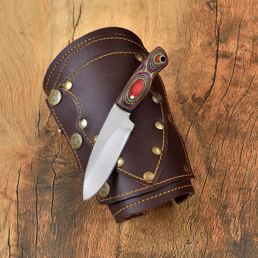 Leather Cuff Custom Handmade Carbon Steel 1095 Survival EDC Knife ...