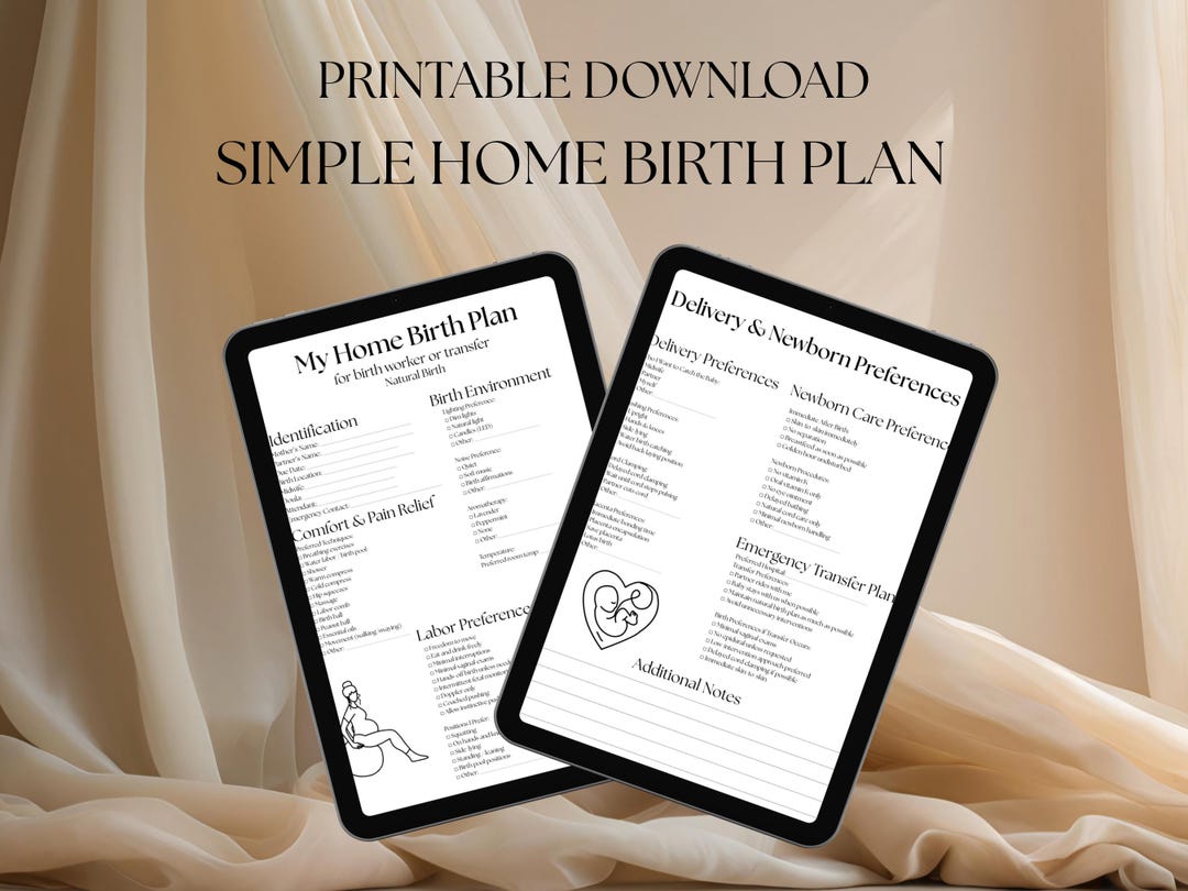 Home Birth Plan Template Natural Birth Printable Editable Birth ...